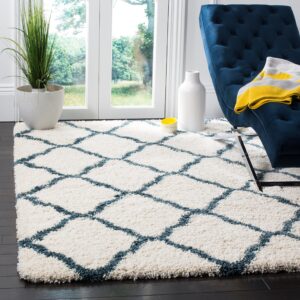 SAFAVIEH Hudson Shag Collection Area Rug - 9' x 12', Ivory & Grey, Moroccan Trellis Design, Non-Shedding & Easy Care, 2-inch Thick Ideal for High Traffic Areas in Living Room, Bedroom (SGH283A)