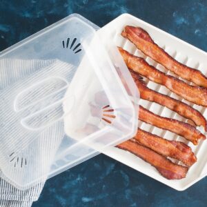 Nordic Ware Bacon Rack with Lid, 10.25x8x2 Inches, White