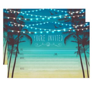 your main event prints 20 beach palm tree invitations – nautical, rustic elegant invites for weddings, rehearsal dinners, bridal showers, engagements, birthdays, bachelorette parties, baby showers