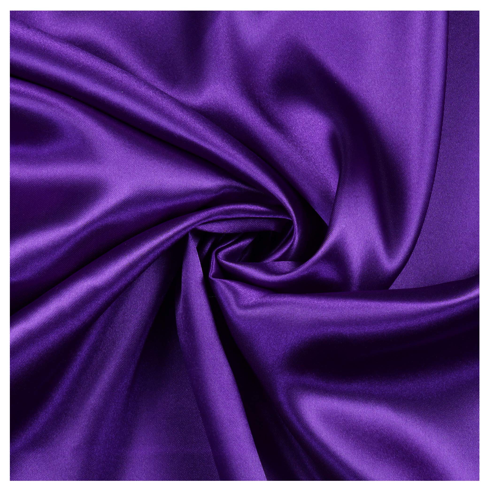 VDS Purple Satin Fabric, 50 Yards Continuous Long x 45” Wide, Wedding Party Decoration Charmeuse Silky Sateen Fall Thanksgiving Christmas DIY Crafts Home Xmas Party Decorations