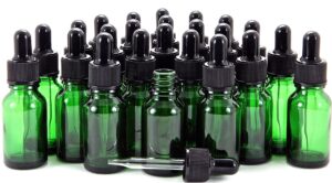 vivaplex, 24, green, 10 ml (1/3 oz) glass bottles, with glass eye droppers