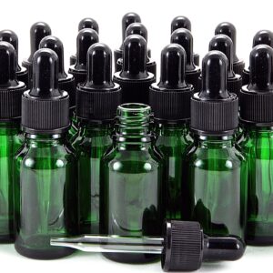 Vivaplex, 24, Green, 10 ml (1/3 oz) Glass Bottles, with Glass Eye Droppers