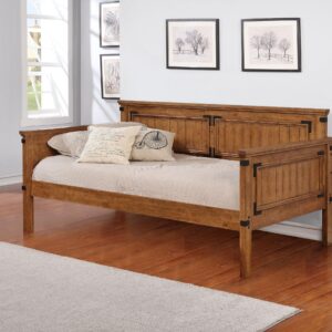 Coaster Home Furnishings Oakdale Farmhouse Wood Twin Size Daybed for Guestroom 38-inch Headboard Bedroom Lounger Rustic Honey 300675