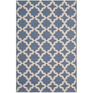 Modway Cerelia Moroccan Trellis 8x10 Indoor and Outdoor In Blue and Beige