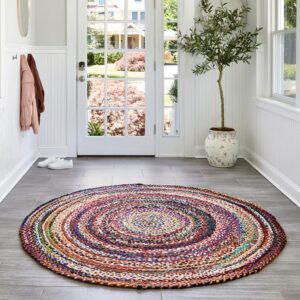 nuloom tammara bohemian hand braided area rug, 4' round, multi