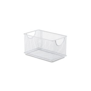 design ideas mesh stacking bin, 4.5" x 8" x 4.8" metal shelving storage container organizer, white