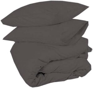 duver cover dark grey duvet covers super king size- washed cotton like soft duvet cover set 3 pieces with zipper closure, 1 duvet cover 98x108 inches and 2 pillow cases (super king-dark grey solid)