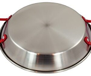 SUNRISE Kitchen Supply Stainless Steel Paella Pan with Red Handle (10")