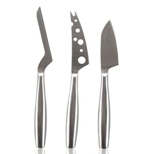 boska stainless steel cheese 3 knife set - copenhagen for all types of cheese - multi-functional cheese slicer - handheld slicer - silver non-stick - dishwasher safe - for kitchen cooking