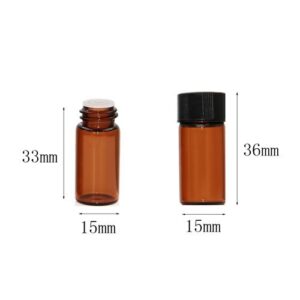 JJKMALL 1ml/2ml/3ml Mini Amber Glass Vial Essential Oil Bottles with Orifice Reducer and Cap for Essential Oils, Chemistry Lab Chemicals, (30 pcs) (1ml 10pcs 2ml 10pcs 3ml 10pcs)