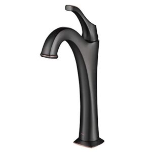 kraus kvf-1200orb arlo single handle vessel bathroom faucet with pop up drain, oil rubbed bronze