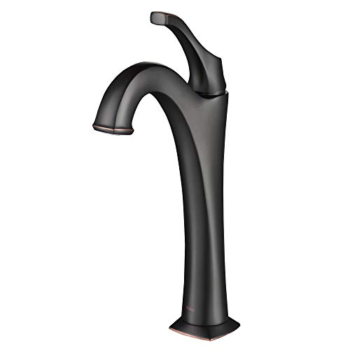 KRAUS KVF-1200ORB Arlo Single Handle Vessel Bathroom Faucet with Pop Up Drain, Oil Rubbed Bronze