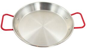 sunrise kitchen supply stainless steel paella pan with red handle (10")