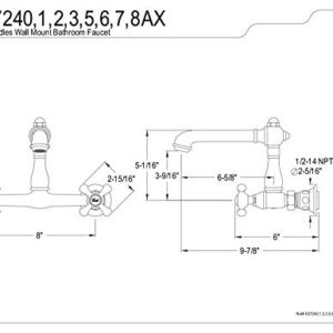 Kingston Brass KS7241AX English Country Bathroom Faucet, Polished Chrome, 10.31 x 5.06 x 2.31