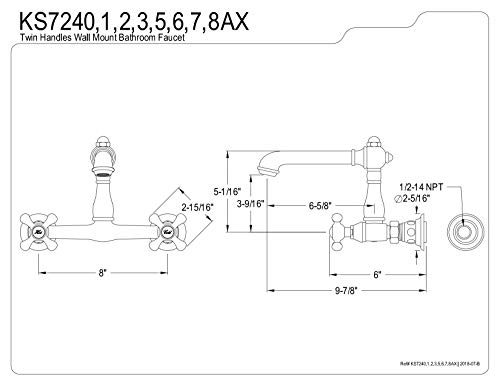 Kingston Brass KS7241AX English Country Bathroom Faucet, Polished Chrome, 10.31 x 5.06 x 2.31