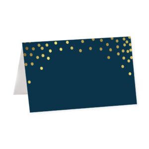 andaz press navy blue with gold metallic ink, printable table tent place cards, 20-pack seat placement cards blank place cards for table settings name cards for bridal wedding, graduation food cards