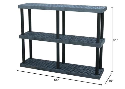 SPC Industrial S6616x3 Dura-Shelf 3-Shelf System, Grid Top, 66"x16"x51"