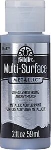 folkart multisurface metallic paint, 2 oz, sterling silver