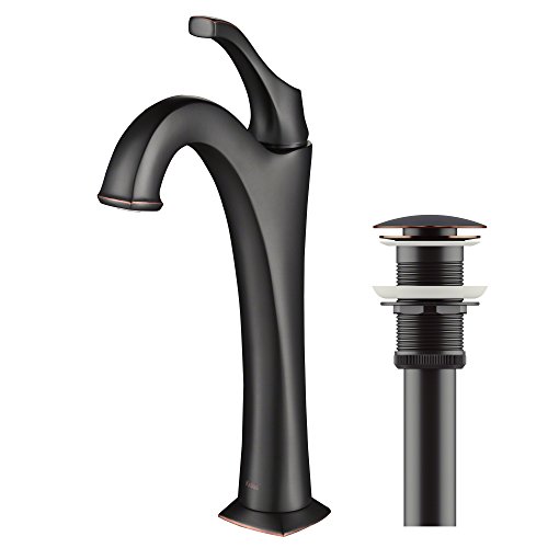 KRAUS KVF-1200ORB Arlo Single Handle Vessel Bathroom Faucet with Pop Up Drain, Oil Rubbed Bronze