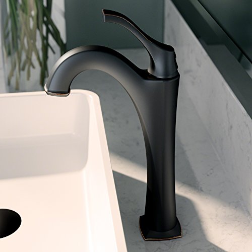 KRAUS KVF-1200ORB Arlo Single Handle Vessel Bathroom Faucet with Pop Up Drain, Oil Rubbed Bronze