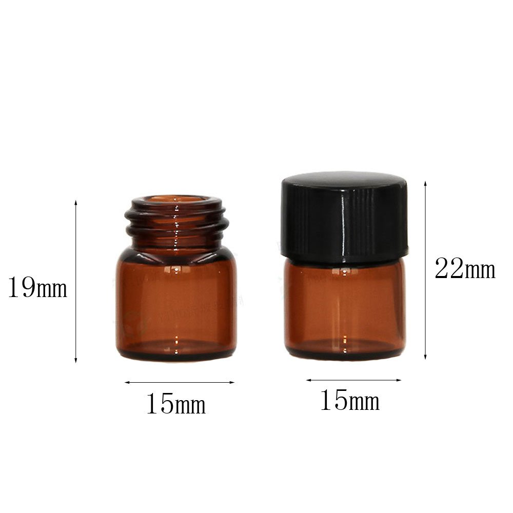 JJKMALL 1ml/2ml/3ml Mini Amber Glass Vial Essential Oil Bottles with Orifice Reducer and Cap for Essential Oils, Chemistry Lab Chemicals, (30 pcs) (1ml 10pcs 2ml 10pcs 3ml 10pcs)