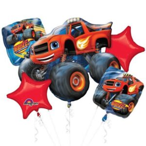 Combined Brands Blaze and the Monster Machines Birthday Balloon Bundle Decoration Kit with Black Number 1-9 option (2nd Birthday)