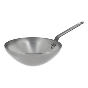 de buyer mineral b carbon steel wok pan - 11” - ideal for steaming, stir frying & deep frying - naturally nonstick - made in france