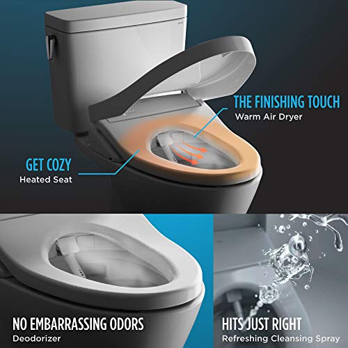 TOTO SW3036#01 K300 Electronic Bidet Toilet Cleansing, Instantaneous Water, PREMIST, Deodorizer, Warm Air Dryer, and Heated Seat, Elongated, Cotton White