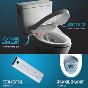 TOTO SW3036#01 K300 Electronic Bidet Toilet Cleansing, Instantaneous Water, PREMIST, Deodorizer, Warm Air Dryer, and Heated Seat, Elongated, Cotton White