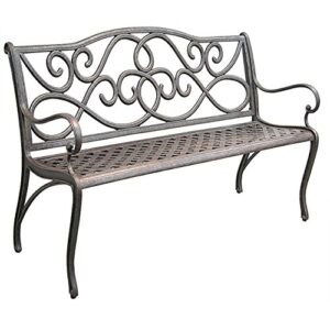 innova hearth and home 4' cast aluminum scroll bench