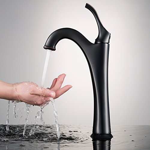 KRAUS KVF-1200ORB Arlo Single Handle Vessel Bathroom Faucet with Pop Up Drain, Oil Rubbed Bronze