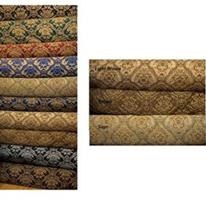 Damask Tapestry Chenille Fabric - Upholstery Fabric, L.Gold - 60" Width - Sold BTY