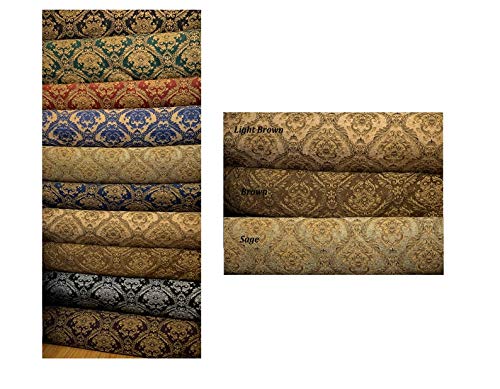 Damask Tapestry Chenille Fabric - Upholstery Fabric, L.Gold - 60" Width - Sold BTY