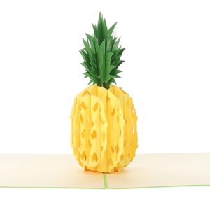 iGifts And Cards Hawaiian Pineapple 3D Pop Up Greeting Card - Fruit, Yellow, Sweet, Tropical, Green, Health, Hawaii, Half-Fold, Get Well, Just Because, Love, Special Days, Thank You, Happy Birthday