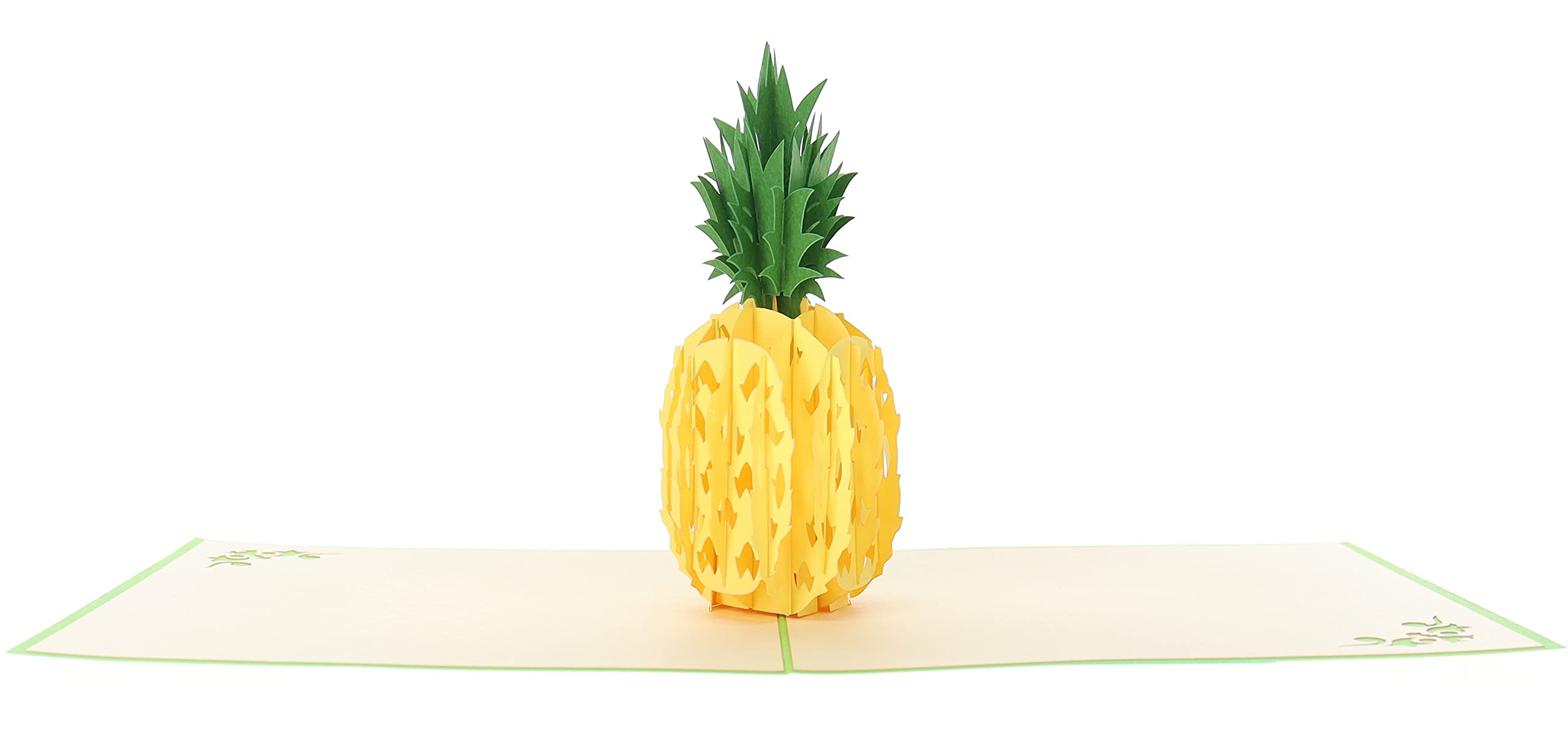 iGifts And Cards Hawaiian Pineapple 3D Pop Up Greeting Card - Fruit, Yellow, Sweet, Tropical, Green, Health, Hawaii, Half-Fold, Get Well, Just Because, Love, Special Days, Thank You, Happy Birthday