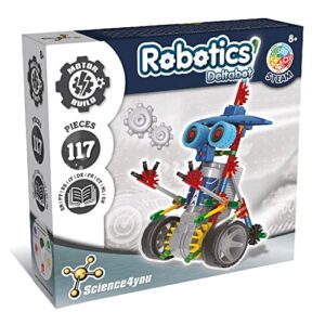 science4you deltabot robot toy kit for kids age 8-12 - stem 117 pieces robotics kit, build your own robot toy for kids age 8+, educational science kits diy building toys, gift for boys and girls