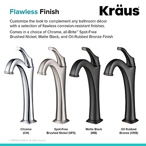 KRAUS KVF-1200ORB Arlo Single Handle Vessel Bathroom Faucet with Pop Up Drain, Oil Rubbed Bronze