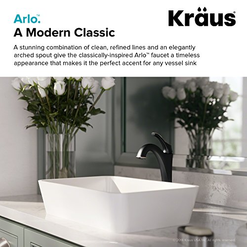 KRAUS KVF-1200ORB Arlo Single Handle Vessel Bathroom Faucet with Pop Up Drain, Oil Rubbed Bronze