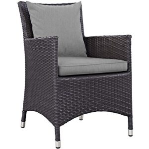 modway convene wicker rattan outdoor patio dining armchair with cushion in espresso gray