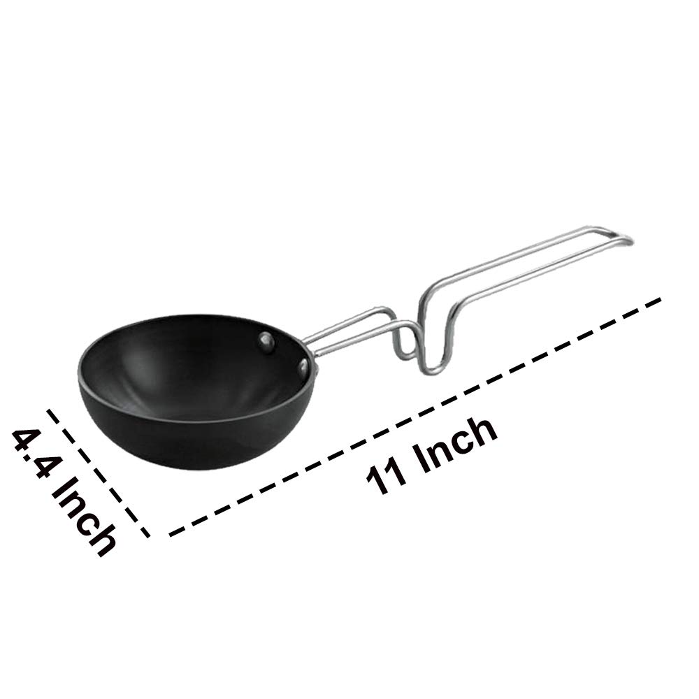 Khandekar Hard Anodized Tadka Pan, Nonstick Mini Fry Pan, Spice Roasting Pan, Vagharia with Long Handle - 11 inch (27.5 cm)