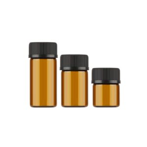 JJKMALL 1ml/2ml/3ml Mini Amber Glass Vial Essential Oil Bottles with Orifice Reducer and Cap for Essential Oils, Chemistry Lab Chemicals, (30 pcs) (1ml 10pcs 2ml 10pcs 3ml 10pcs)