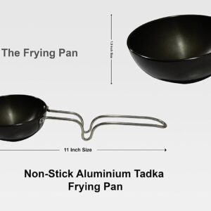 Khandekar Hard Anodized Tadka Pan, Nonstick Mini Fry Pan, Spice Roasting Pan, Vagharia with Long Handle - 11 inch (27.5 cm)