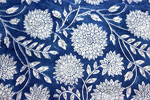 India Hand Block Printed Fabric Cotton Jaipuri Dress Fabric 5 Yard Multi Use Kurti and Long Dress Fabric