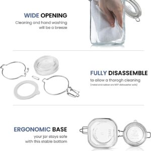 Bormioli Rocco Fido Collection, 2 Pack, 17 Oz. Food Storage Glass Jars, Airtight Rubber Seal & Glass Lid, With Stainless Wire Clamp, Made In Italy.