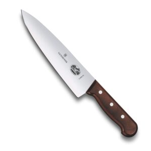 victorinox chef's knife - kitchen knife for home essentials - cooking knife for all cuts of meat - wooden handle, extra wide blade, 8"