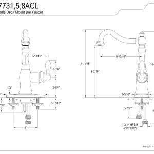 Kingston Brass GSY7735ACL American Classic Kitchen Faucet, Oil Rubbed Bronze