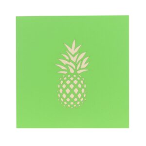 iGifts And Cards Hawaiian Pineapple 3D Pop Up Greeting Card - Fruit, Yellow, Sweet, Tropical, Green, Health, Hawaii, Half-Fold, Get Well, Just Because, Love, Special Days, Thank You, Happy Birthday