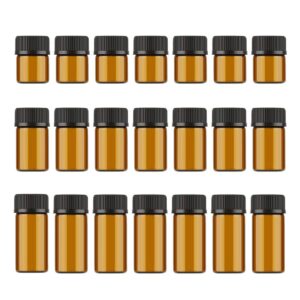 jjkmall 1ml/2ml/3ml mini amber glass vial essential oil bottles with orifice reducer and cap for essential oils, chemistry lab chemicals, (30 pcs) (1ml 10pcs 2ml 10pcs 3ml 10pcs)