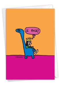 nobleworks - 1 funny cartoon card for birthdays - humor bday comic, notecard with envelope - tiny ruler c6183bdg