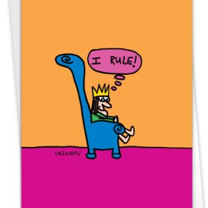 NobleWorks - 1 Funny Cartoon Card for Birthdays - Humor Bday Comic, Notecard with Envelope - Tiny Ruler C6183BDG